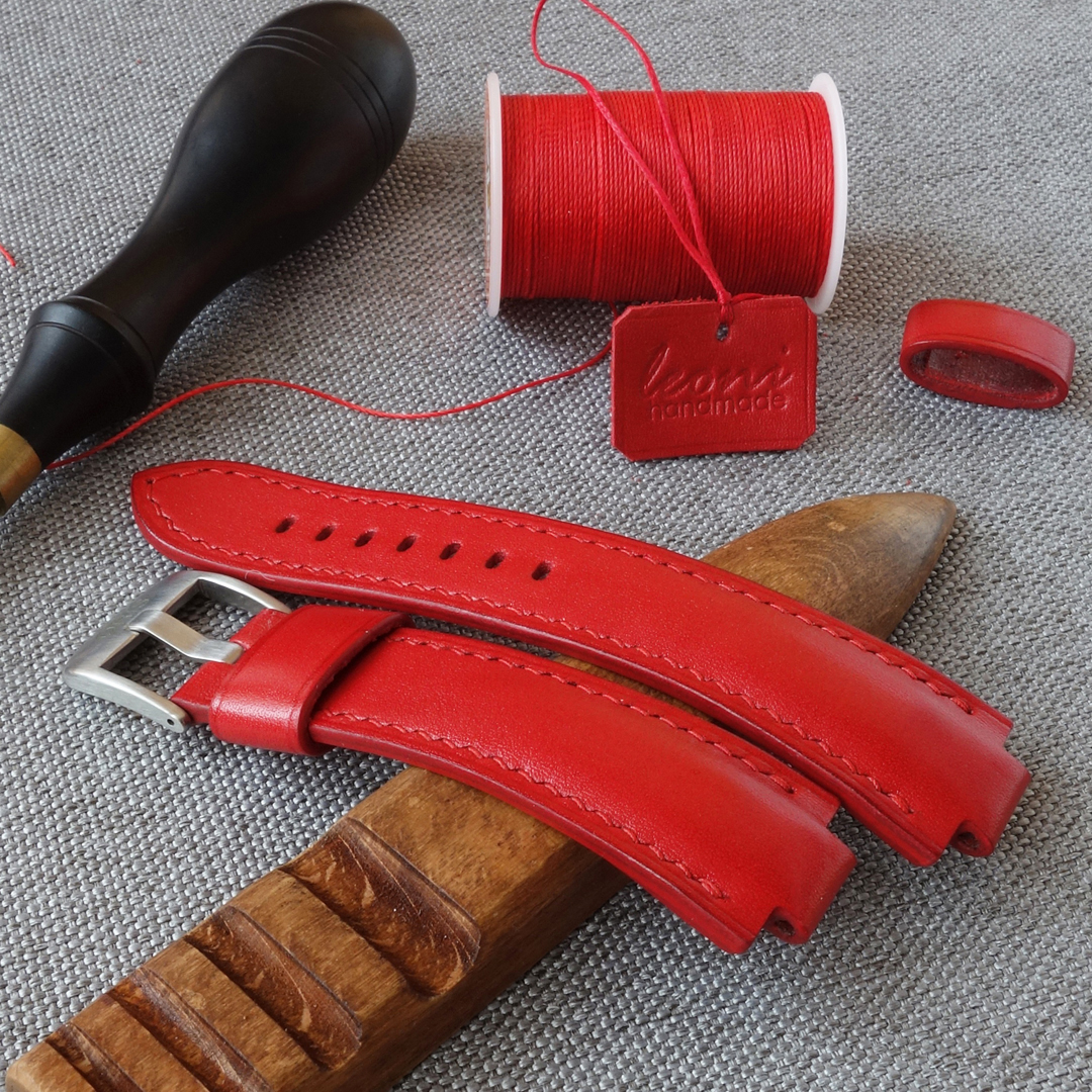 Red Watch Strap for ORIS Aquis - Leoni straps