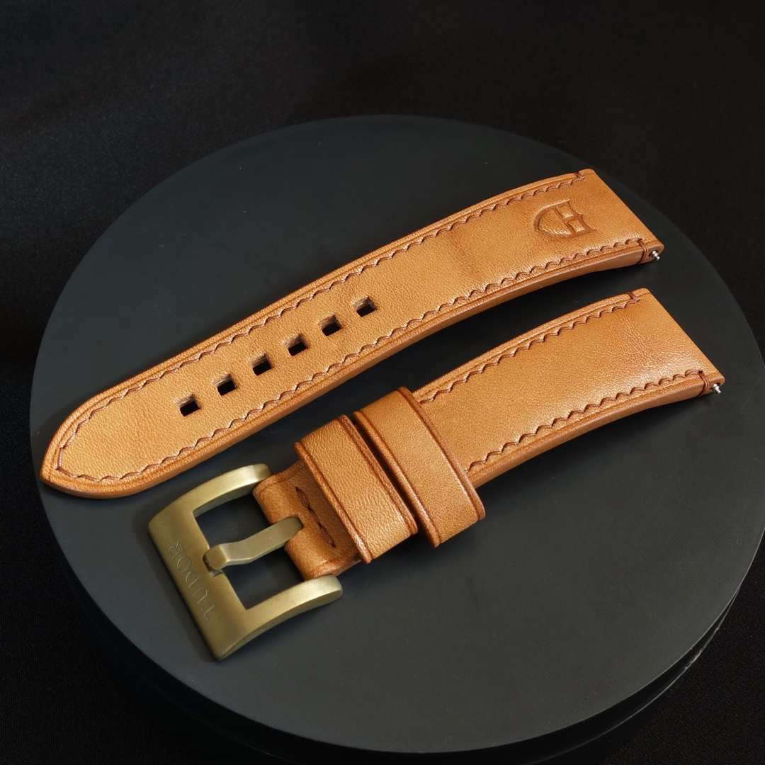 Watch strap for Tudor, tan leather - Leoni straps