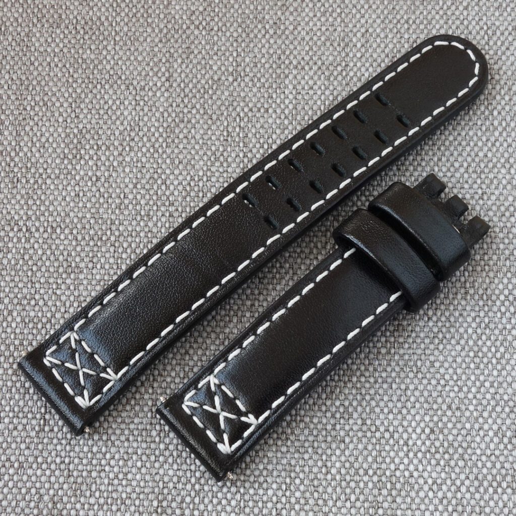 Black watch strap for Hamilton Khaki Aviation, Field - Leoni straps