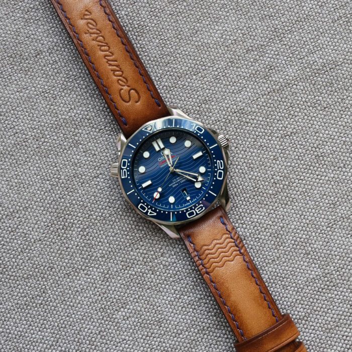 Watch strap for OMEGA Seamaster, light brown leather - Leoni straps