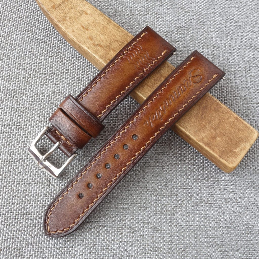 Handmade watch strap for OMEGA Seamaster, brown leather - Leoni straps