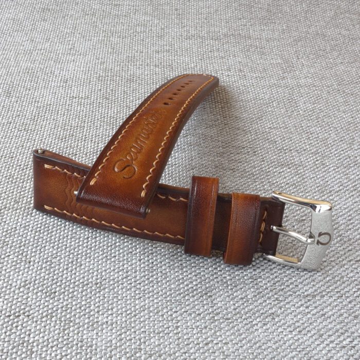 Handmade watch strap for OMEGA Seamaster, brown leather - Leoni straps